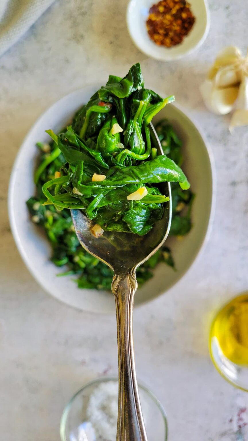Simple Sauteed Spinach with Garlic - Hip Hip Gourmet