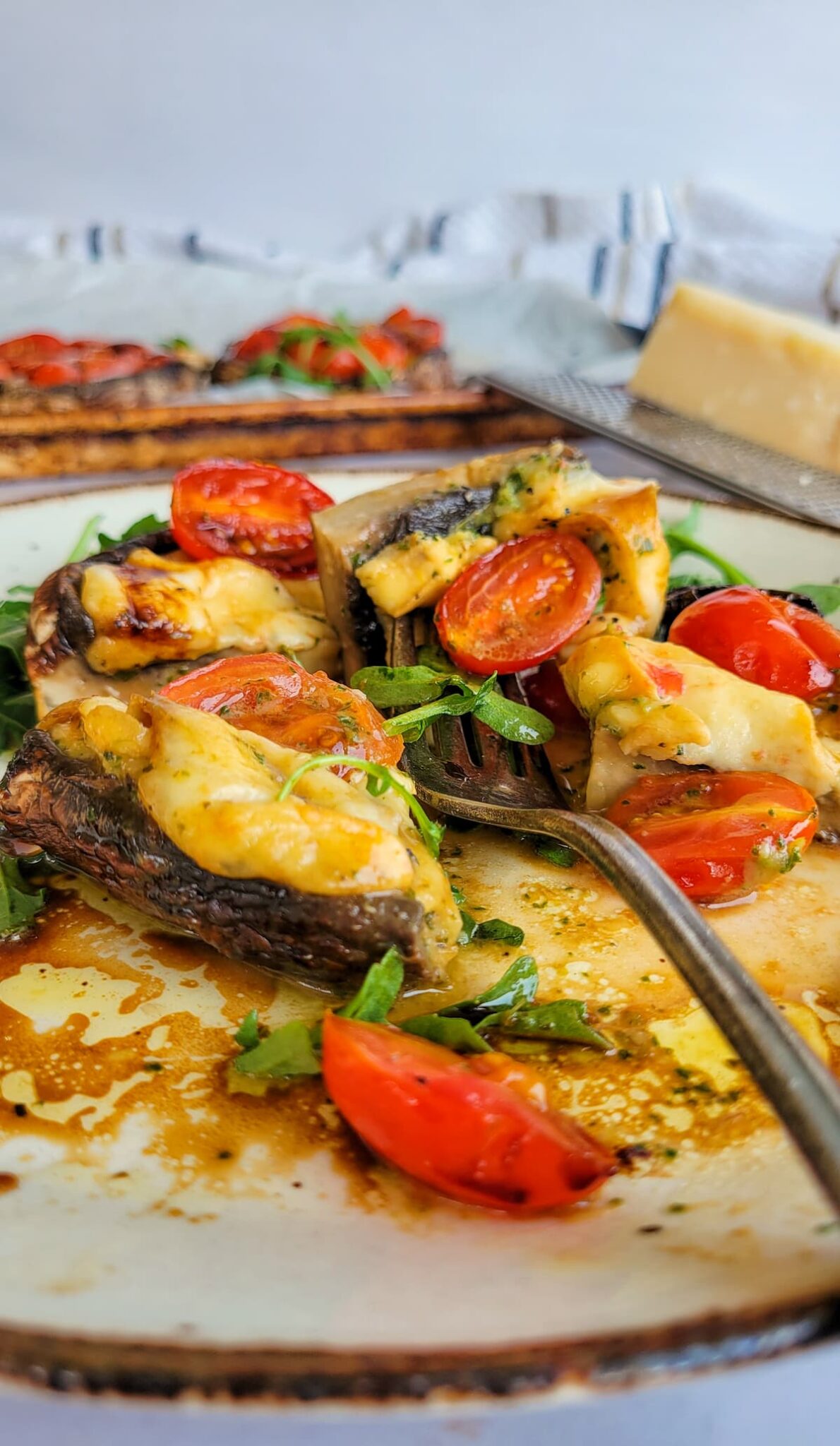 Caprese Stuffed Mushrooms with Pesto Butter - Hip Hip Gourmet