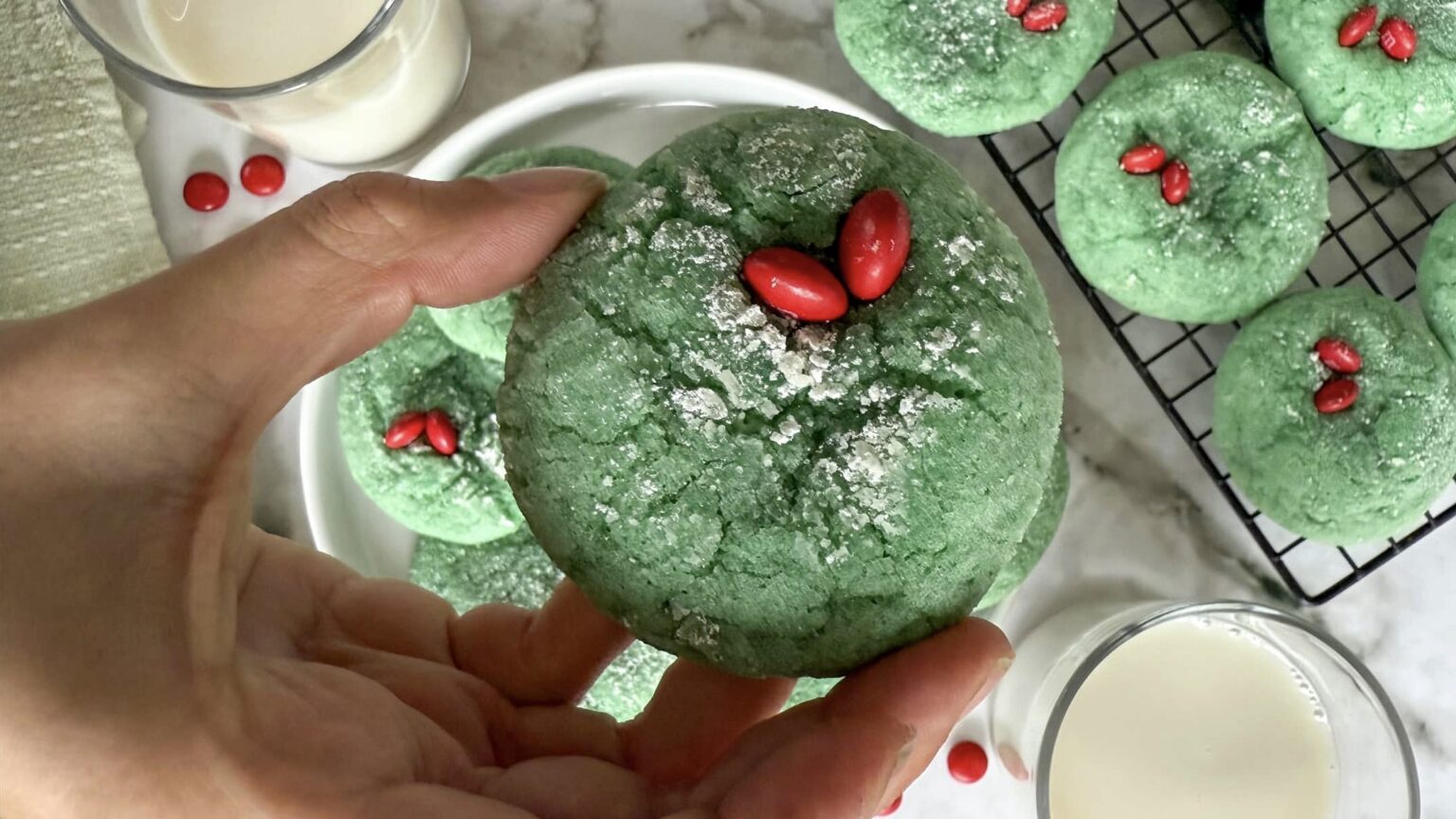 Grinch Crinkle Cookies (No Cake Mix, Easy From Scratch) - Hip Hip Gourmet