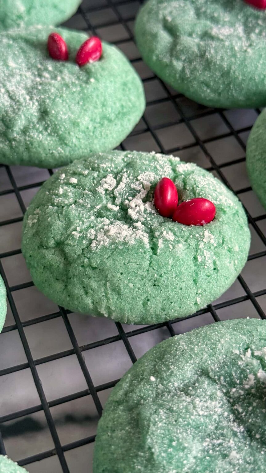 Grinch Crinkle Cookies (No Cake Mix, Easy From Scratch) - Hip Hip Gourmet